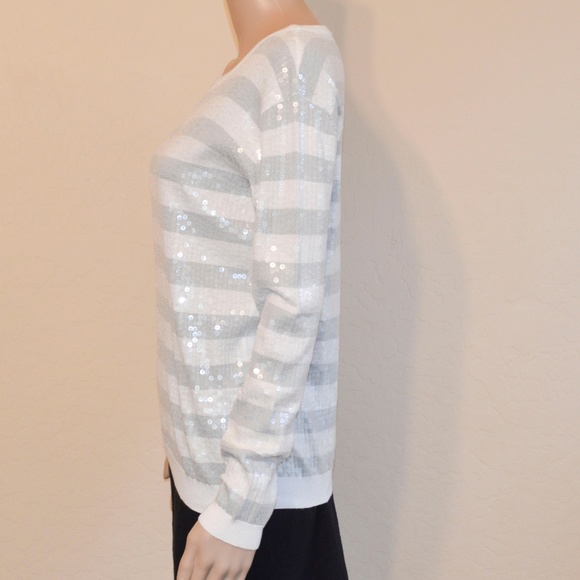 Mango | Sweaters | Mango Suit Gray White Striped Sequin Sweater | Poshmark